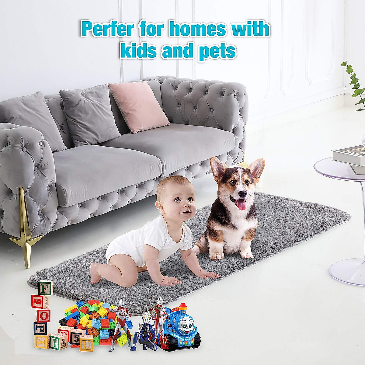 Kitchen Rugs, Anti-Slip Kitchen Rugs and Mats, 2 Pcs Kitchen Mats for Floor, Washable Rug for Kitchen, 17"x48"+17"x24", Grey