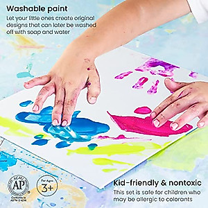 ARTEZA 16 Kids Tempera Paint Set, 13.5 oz/400 ml, Non-Toxic Washable Tempera Paint Bottles, Kids Art Supplies