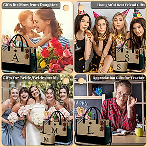 YOOLIFE Mothers Day Gifts for Her Women - Monogram Initial Beach Tote Bag Makeup Bag Birthday Gifts for Women Wife Teacher Retirement Thank You Gifts for Women Mothers Day Gifts for Mom Grandma S