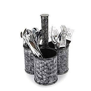 Mind Reader 3-Compartment Caddy Utensil Holder, Black