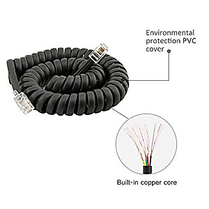 Telephone Cord Detangler,LOVK 2 Pack 13Ft Uncoiled / 2Ft Coiled Telephone Handset Cord with 2 Pack 360 Degree Rotating Landline Cable Detangler Swivel Cord Untangler Telephone Accessory