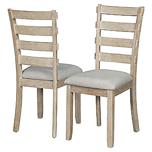 BIADNBZ 6-Piece Dining Table Set with Bench, Rectangular Tabletop Grain Pattern and 4 Chairs w/Soft Cushion, for Kitchen, Natural Wood Wash