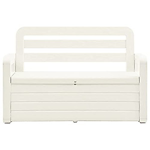 Daonanba Outdoor Storage Bench 69 Gallon Large Deck Box 2-Person Water-Resistant Patio Seating for Patio Furniture, Outdoor Cushions, Garden Tools and Pool Toys (White)