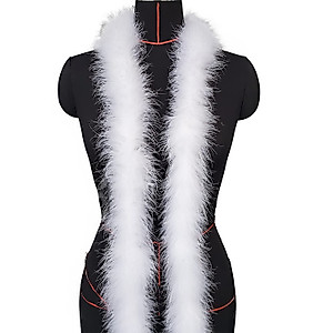 Happy Feather 2 Yards 20g Fluffy Marabou Feather Boa for DIY Craft Sewing Trim Home Wedding Party Decoration-White