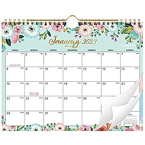 2023-2024 Wall Calendar - 18 Monthly Calendar 2023-2024, February 2023 - June 2024, 11" x 8.5", Twin-Wire Binding + Hanging Hook + Thick Paper + Unruled Blocks with Julian Dates - Floral