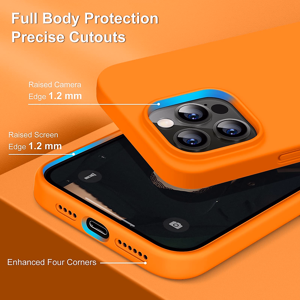 DTTO Compatible with iPhone 14 Pro Max Case, Ultra Slim Soft Premium Liquid Silicone [Military Grade Drop Protection] Full-Body Protective Bumper Phone Case for iPhone 14 Pro Max 6.7"(2022)- Orange