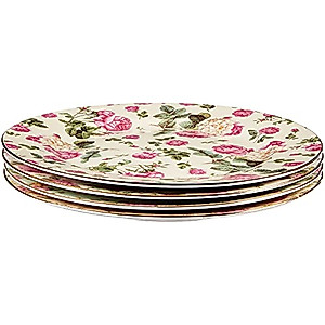 Gracie China Rose Chintz Porcelain 8-Inch Dessert Plate Set of 4, Assorted Four Designs