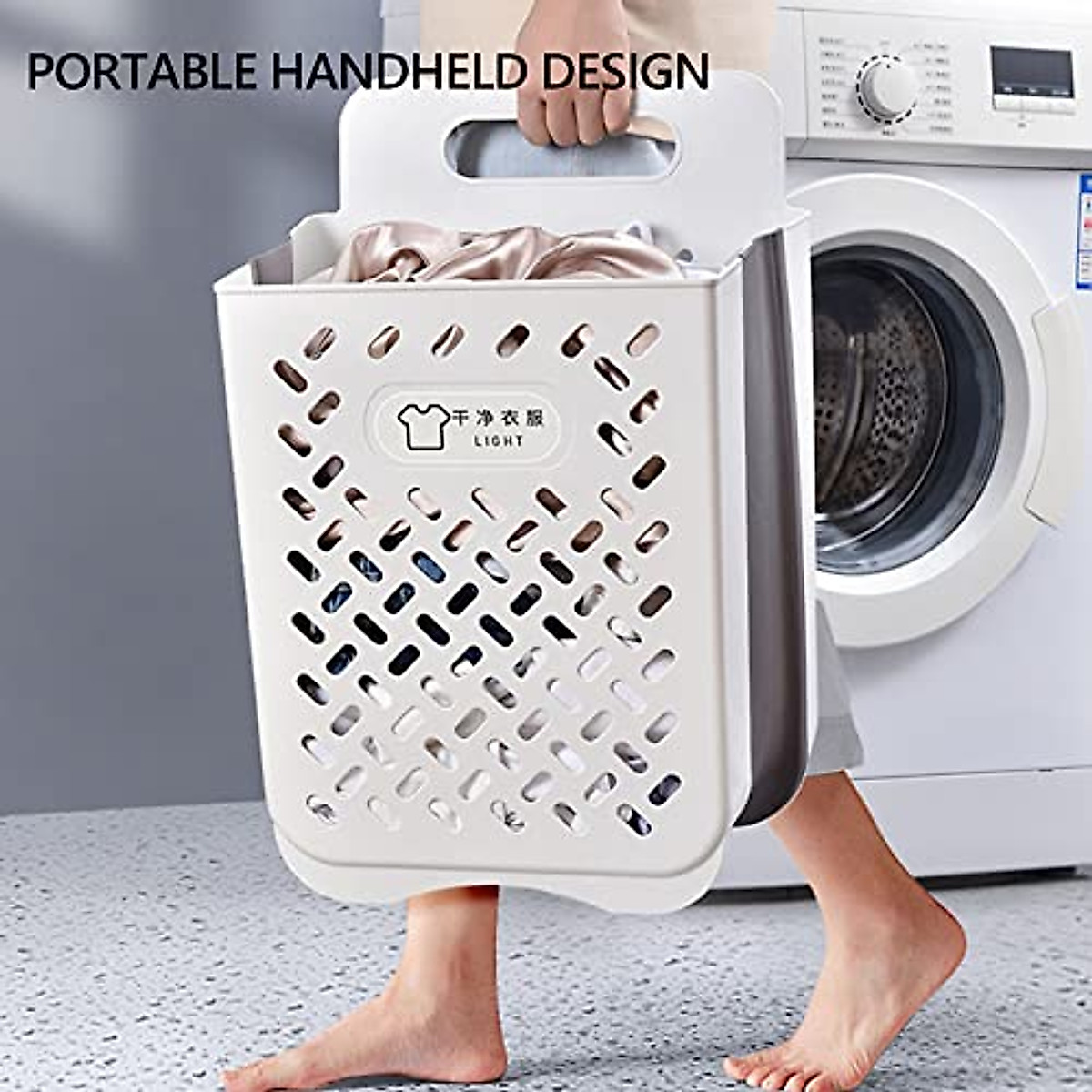Collapsible Laundry Basket- Large Laundry Basket Hamper with 2 Handles- Space Saving Foldable Storage Container/Organizer (Small)