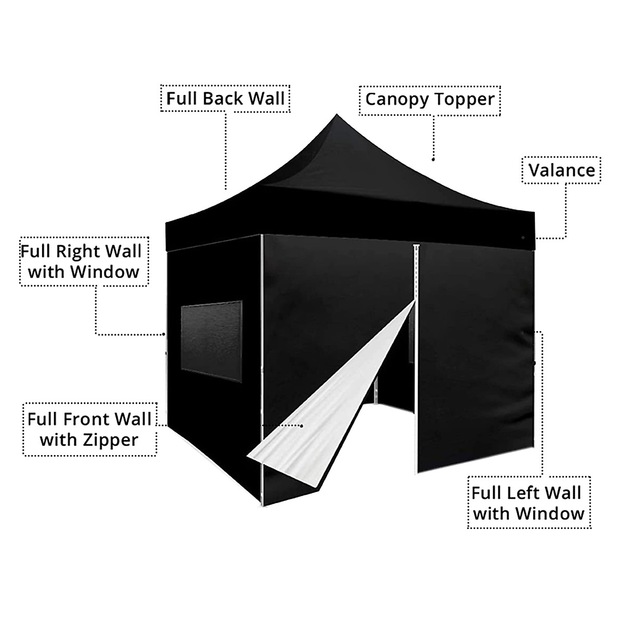 BannerBuzz Pop Up Canopy Tent Privacy 10x10 Emergency Medical Tents Instant Canopy Folding Party Tent with Sidewalls and Mesh Windows with Wheeled Bag (Black)