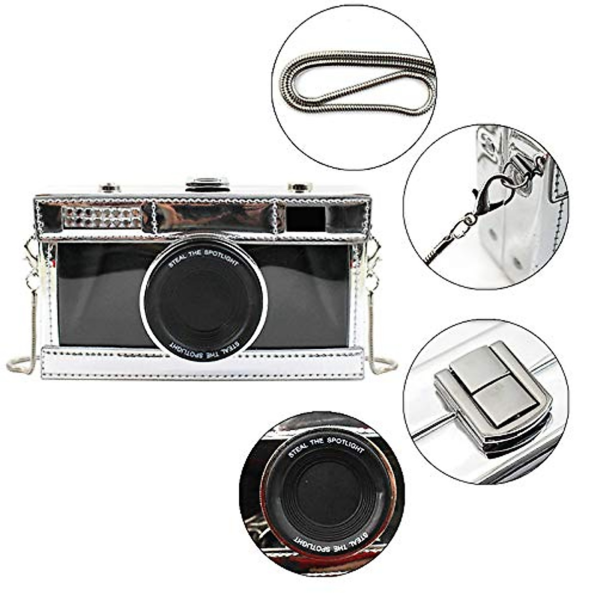 Rebecca US Rebecca Women Retro Radio Shape Crossbody Bag PU Leather Vintage Top Handle Handbag Purse (X-White)