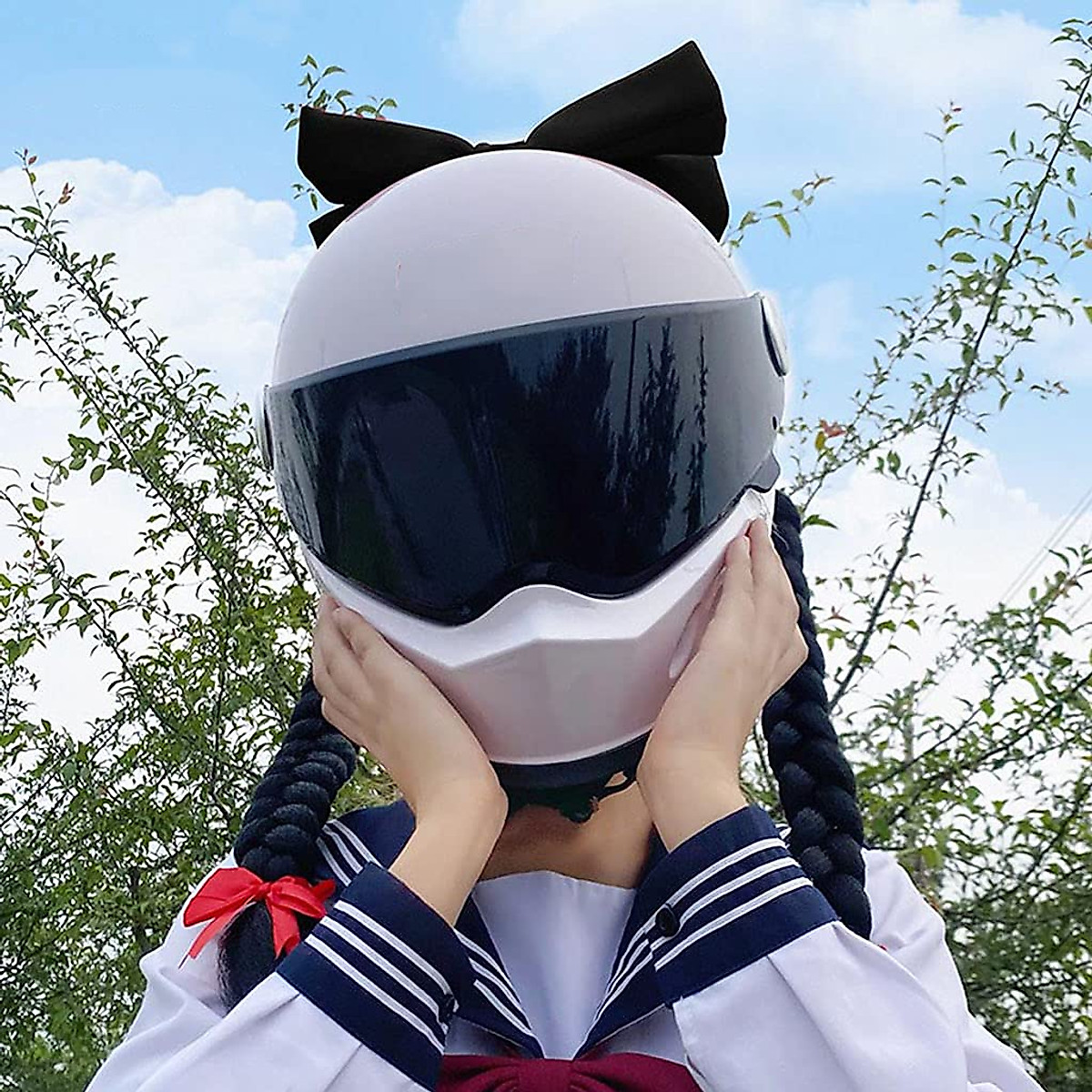 Retro Full-Face Motorcycle Helmet Women's Street Bike Helmet Girl Breathable in Summer DOT/ECE Approved Men's ATV Adult Moped Racing Crash Helmet Flip-Up Visor Motocross Helmets, M-XL