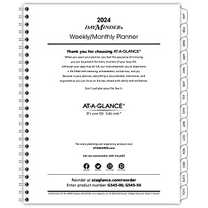 AT-A-GLANCE 2024 Weekly & Monthly Planner Refill for G545 Line Planners by AT-A-GLANCE, 7" x 8-3/4", Medium, Executive, DayMinder (G5455024)