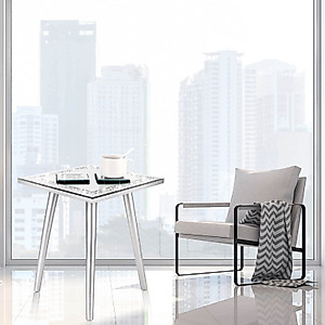 Mirrored End Table with Glass Mirrored Coasters Modern Silver Accent Table Bling Mirror Side Table Crushed Crystal Coasters Crushed Diamond Cup Mat for Living Room Home Kitchen (Square, 3 Pcs)