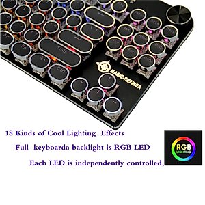 MK11 RGB Mechanical Keyboard Wireless/Wired Multi-Device Gaming Keyboard-Blue Switch-RGB LED Backlit-87 Keys for PC/Mac/iPad/iPhone/Smartphone/Laptop (Black)