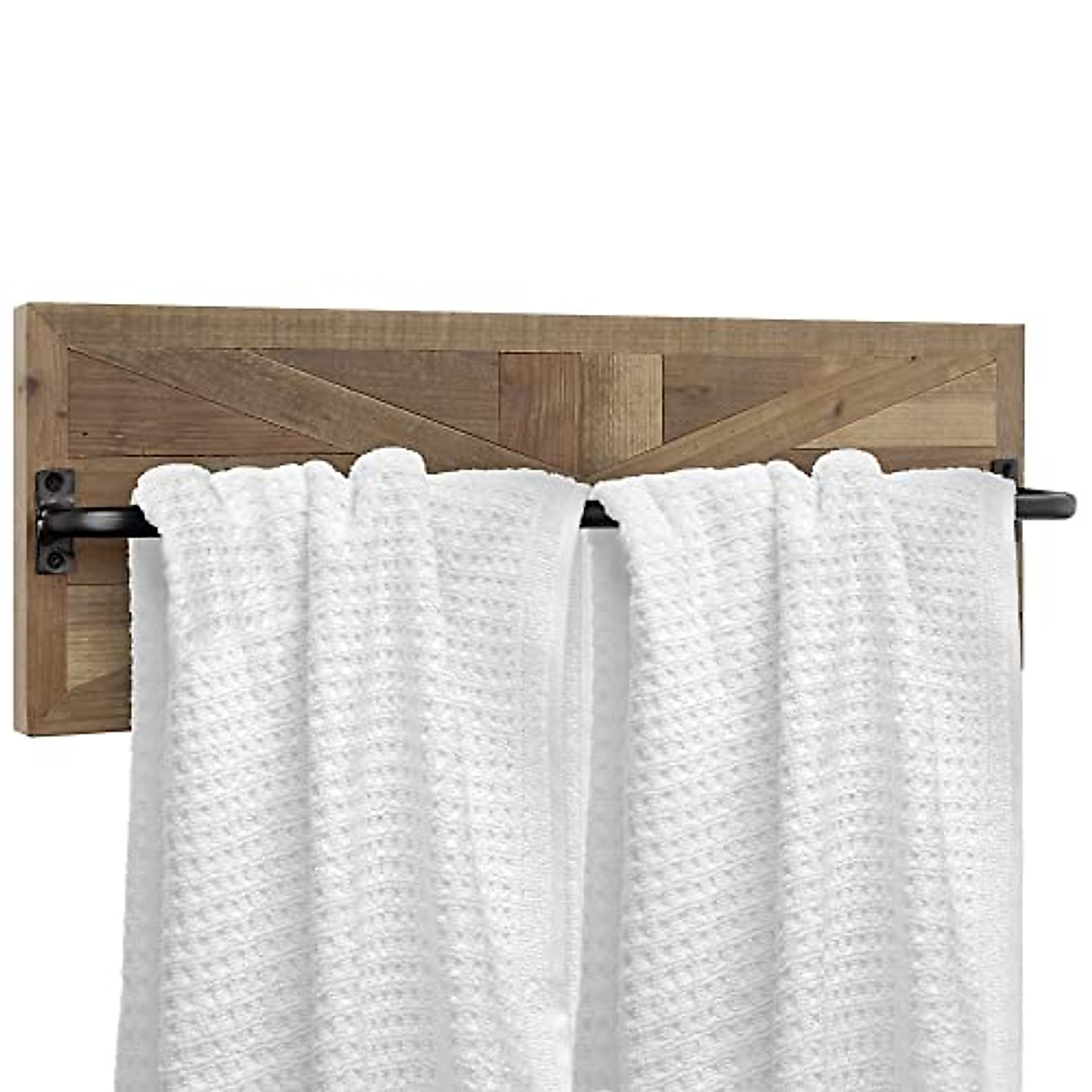 Autumn Alley Rustic Farmhouse Towel Rack – Stunning Barn Wood Farmhouse Bathroom Decor for Wall – Expertly Inlaid Wood with Matte Black Bar for Rustic Bathroom Decor