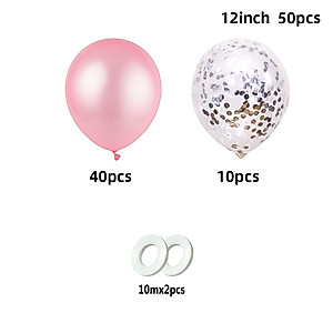 12inch Pink Balloon and Metallic Silver Balloon for Wedding Bridal Birthday Baby Shower Decoration