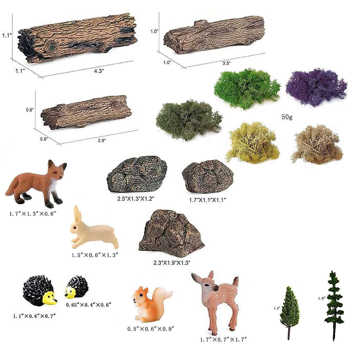 Fairy Garden Accessories, 28Pcs, Miniature Garden Set, Tiny Resin Animal, Miniature Garden Figurines with Moss for DIY Craft, Desktop Decoration
