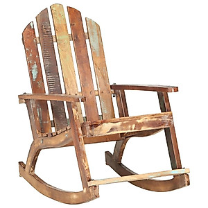 Rustic Outdoor Rocking Chair - Reclaimed Wood Garden Furniture for Relaxation and Comfort - Handcrafted Wooden Rocker for Lawn Porch or Deck-Multicolour