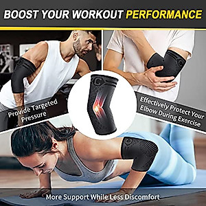 CAMBIVO 2 Pack Elbow Brace for Tendonitis, Tennis Elbow Compression Support Sleeve for Golfers Elbow Pain Relief, Arthritis, Bursitis, Workout, Weightlifting