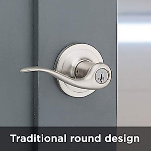 Kwikset 97402-732 Tustin Entry Lever Featuring Smartkey Re-Key Security, Satin Nickel