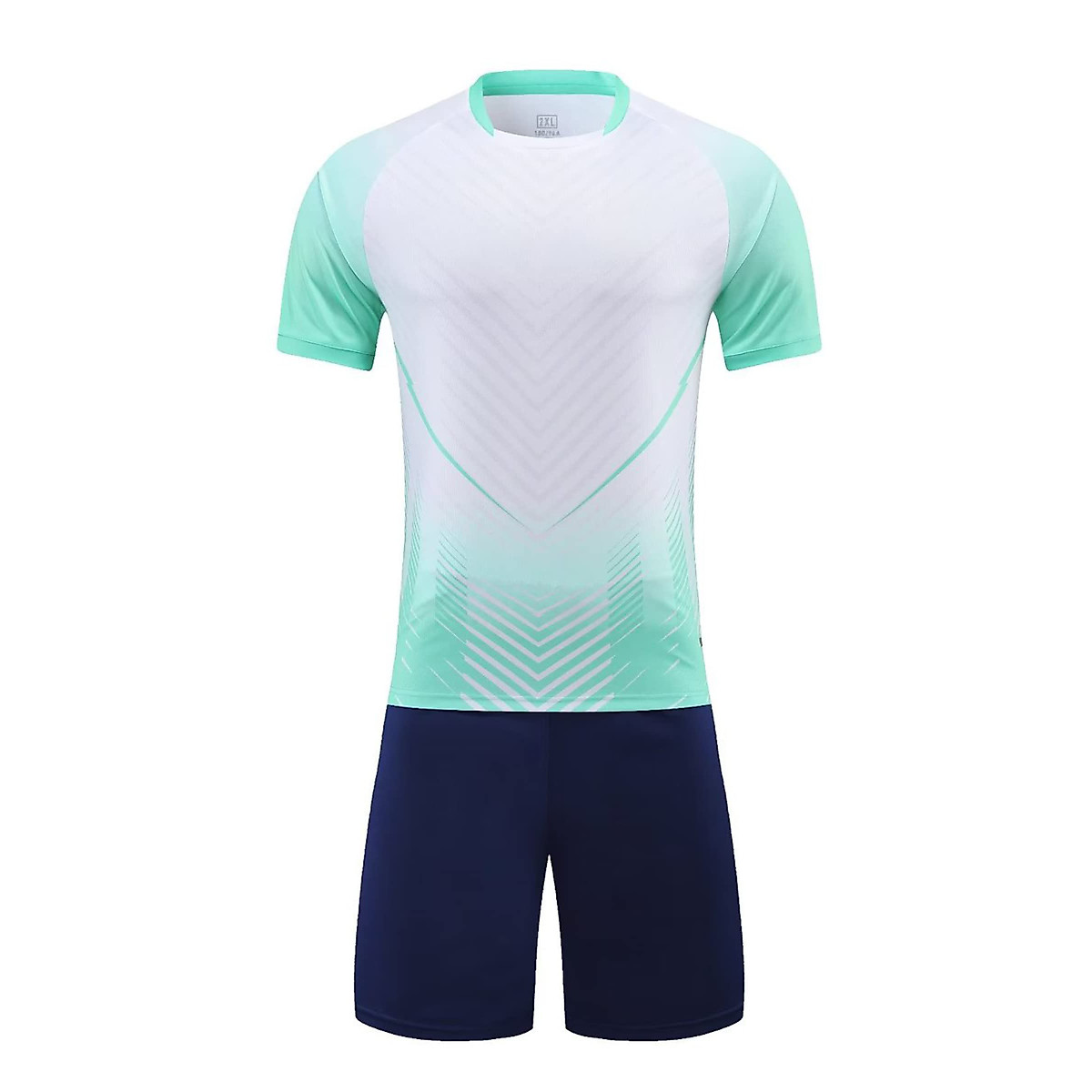 LUCKYLUAN Boys' Soccer Jersey Sports Team Training Shirt and Shorts Uniform 7-8 Years White Green