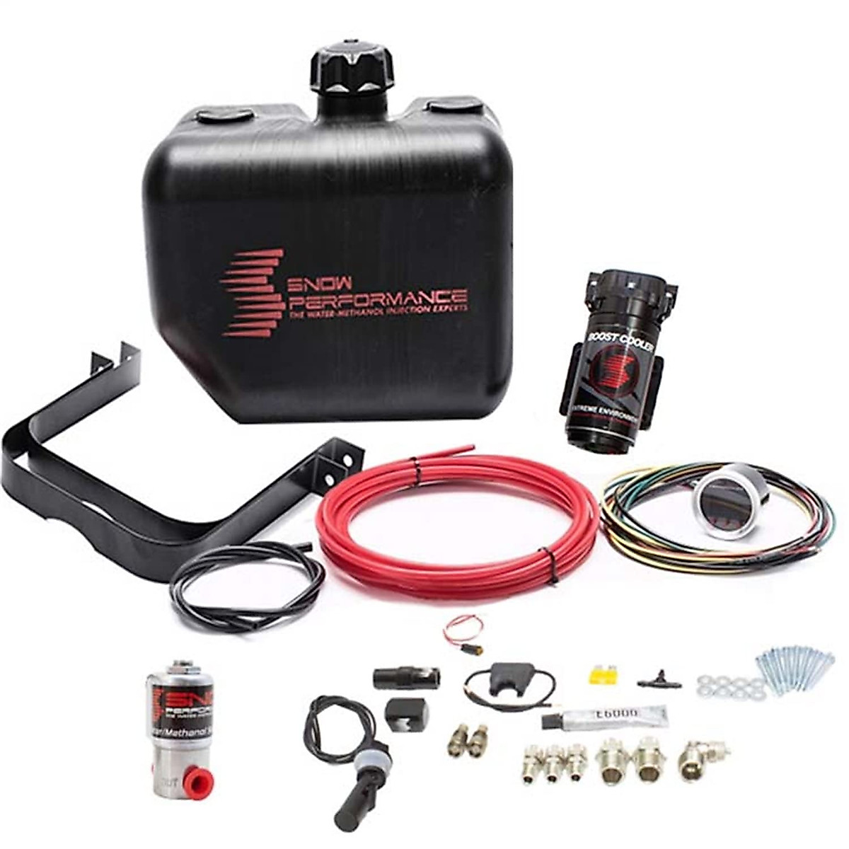 Snow Performance Nitrous Express Stage 2.5 Boost Cooler Forced Induction Progressive Water-Methanol Injection Kit W/ 2.5 Gallon Tank. (Red High Temp Nylon Tubing, Quick-Connect Fittings) SNO-211