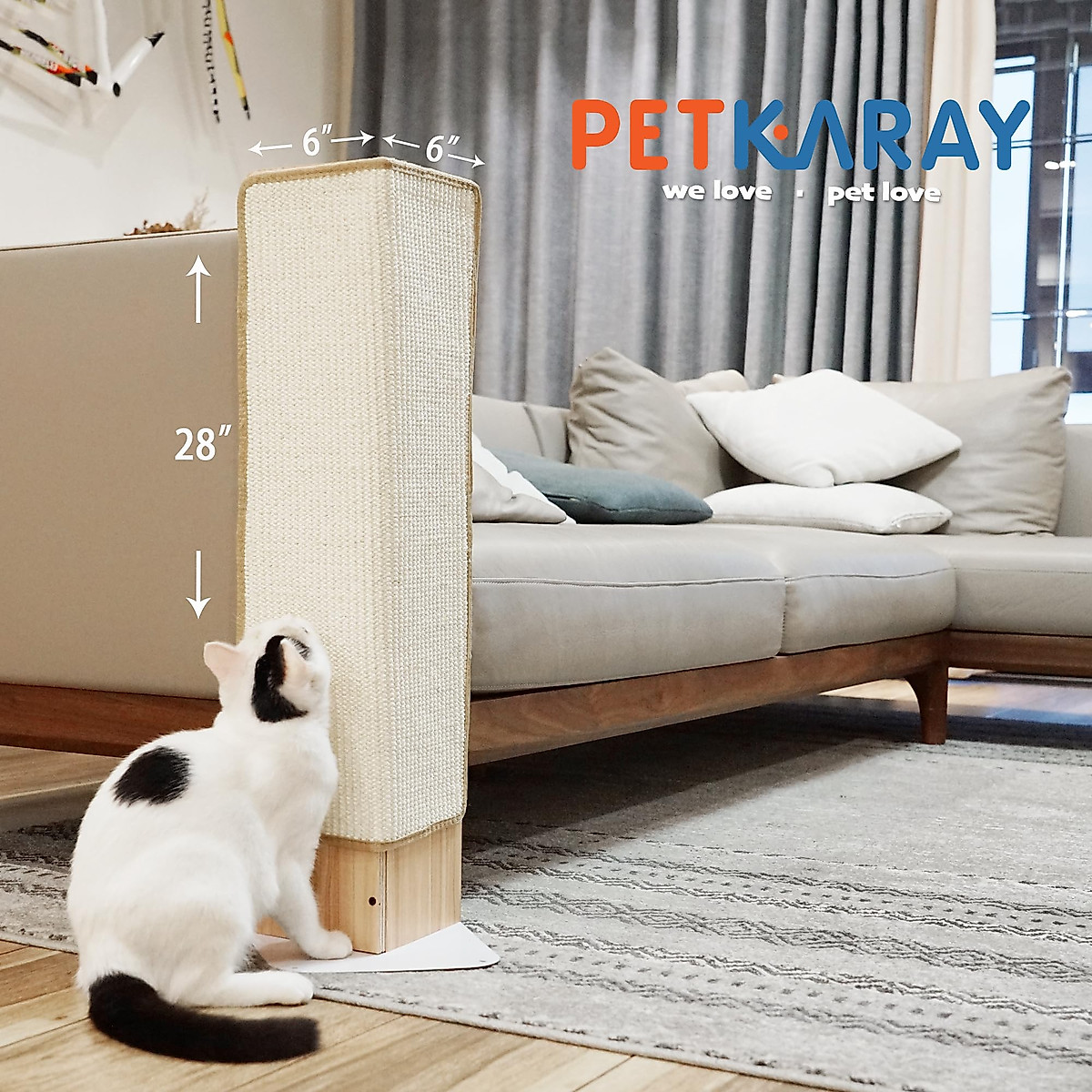 PETKARAY Cat Scratcher, Sisal Corner Scratching Post, Cat Scratch Pad for Indoor Cats, Wall Scratcher Furniture Protector with Catnip (Large Size)