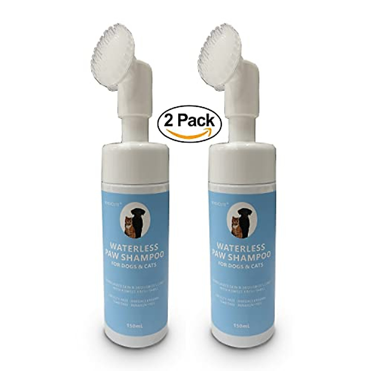 Dogscute 2 Pack Pet Paw Cleaner for Dogs & Cats, Waterless Foam with Silicone Scrubber, Dogs Cats Feet Paw Cleaner
