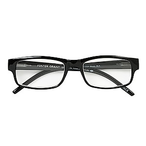 Foster Grant Men's Sloan Square Reading Glasses, Black/Transparent, 59 mm + 1.75