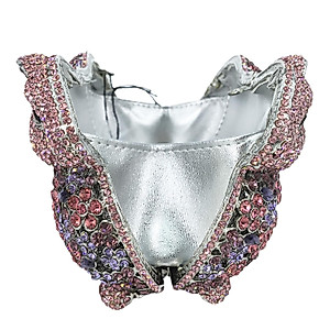 Rabbit Bunny Women Crystal Evening Bags and Clutches Formal Party Dinner Rhinestone Minaudiere Purse and Handbag (A)