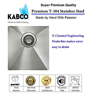 KABCO K-SSZRIS5 16 Gauge 28 Inch Undermount Zero Radius Stainless Steel Kitchen Sink Big Single Bowl Stainless Steel Grid Combo Package 28"L X 18"W X 10"D Inch