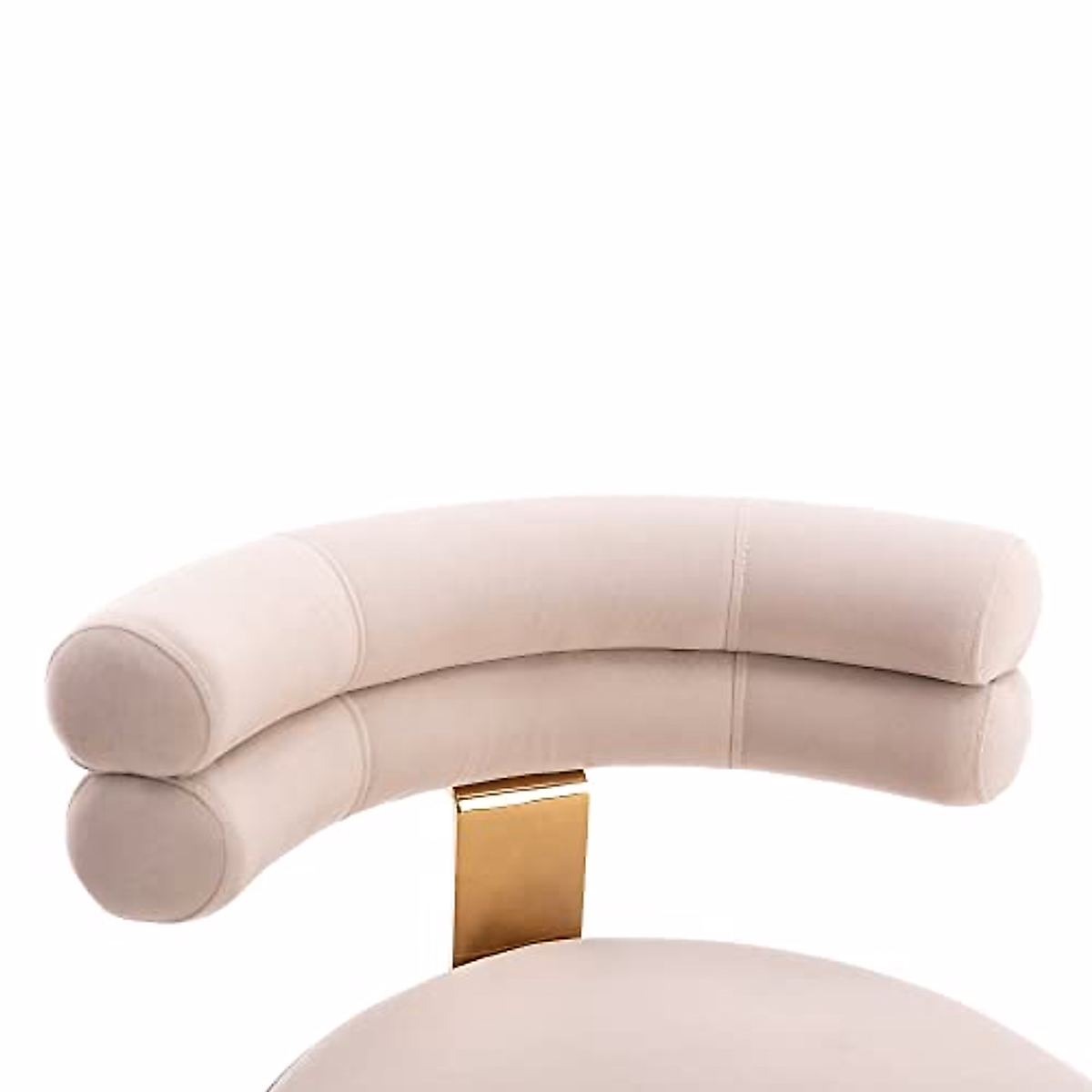 HomSof, Beige Upholstered Curve-Back Dining Modern Velvet Accent Chair with Metal Legs