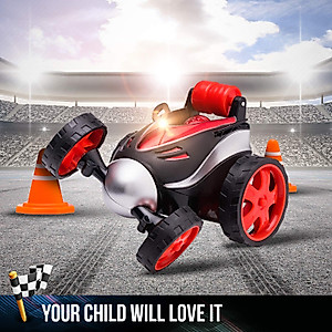 Atlasonix Remote Control Car for Boys - RC Cars for Kids, RC Stunt Car Toy | 4-Wheel Drive Car Spins and Flips | Indoor and Outdoor w/Bonus - 6 Traffic Cones | Remote Control Car for Boys 4-7