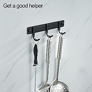 304 Stainless Steel Black Bathroom Hook Bathroom Toilet Towel Hook Coat Hook Row Hook Bath Towel Hook one-Piece Hook Kitchen Storage Hook Key School Bag Hook (Black, 3-Row Hook)…