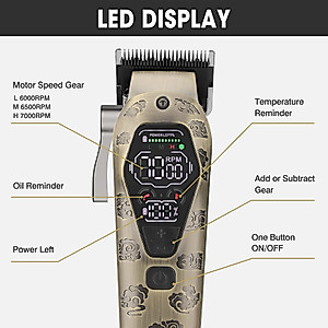 Karrte Professional Hair Clippers and Trimmer Kit for Men,Barber Clipper Set Cordless Hair Cutting,Beard Trimmer Grooming Haircut Kit (Golden)