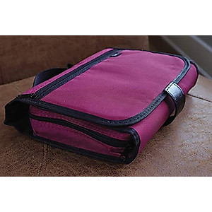 Tri-Fold Bible Cover, Bible Study Organizer, Velcro Closure, Nylon, Cranberry/Black, Extra Large