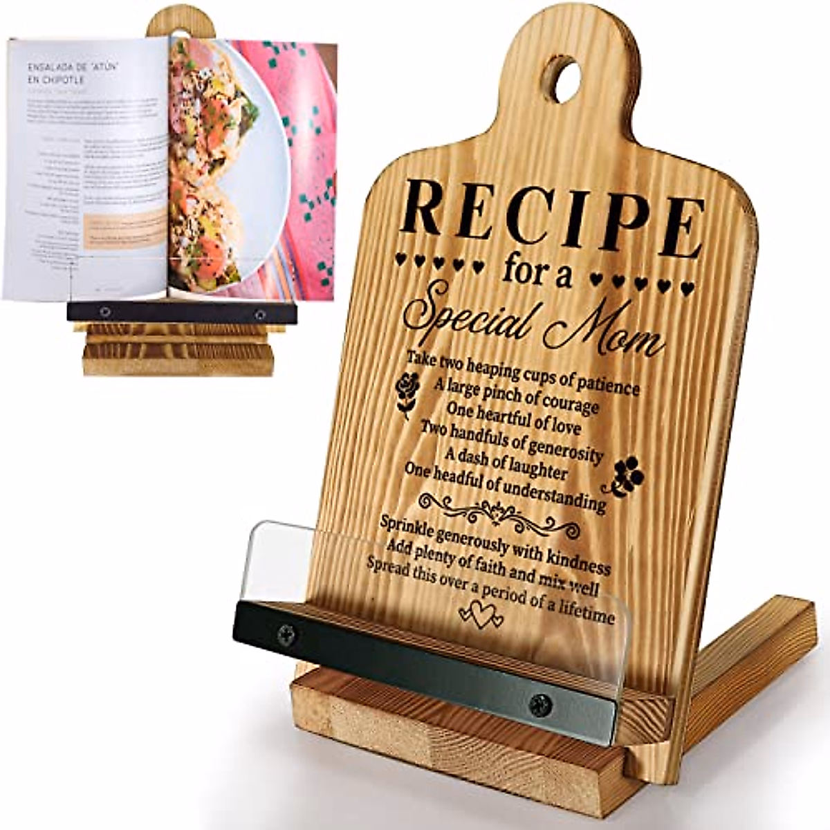 Mom Gifts, Mom Gifts from Daughter, Birthday Mother's Day Gift, Recipe Book Holder Gift, Cookbook Stand for Kitchen Counter Gift for Mom