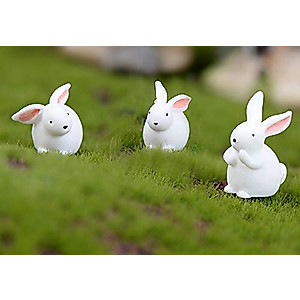 Exasinine Mini Rabbits Easter Bunny Miniature Figurines Animals Model Fairy Garden Miniature Moss Landscape DIY Terrarium Crafts Ornament Accessories for Home Décor (Rabbit, Pack of 20)