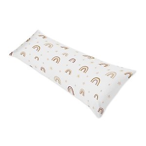 Sweet Jojo Designs Boho Rainbow Body Pillow Case Cover (Pillow Not Included) - Blush Pink Dusty Rose Gold Yellow Mauve Taupe Beige Tan Bohemian Stars Sun Celestial Vintage Sky