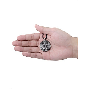 HAQUIL Yggdrasil Necklace, Viking Norse Tree of Life Medallion Pendant, Faux Leather Cord, Norse Jewelry Gift