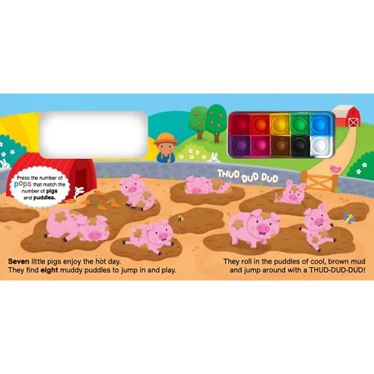 Farm Counting Adventure - Children's Touch and Pop Board Book with Fidget Pop Toy