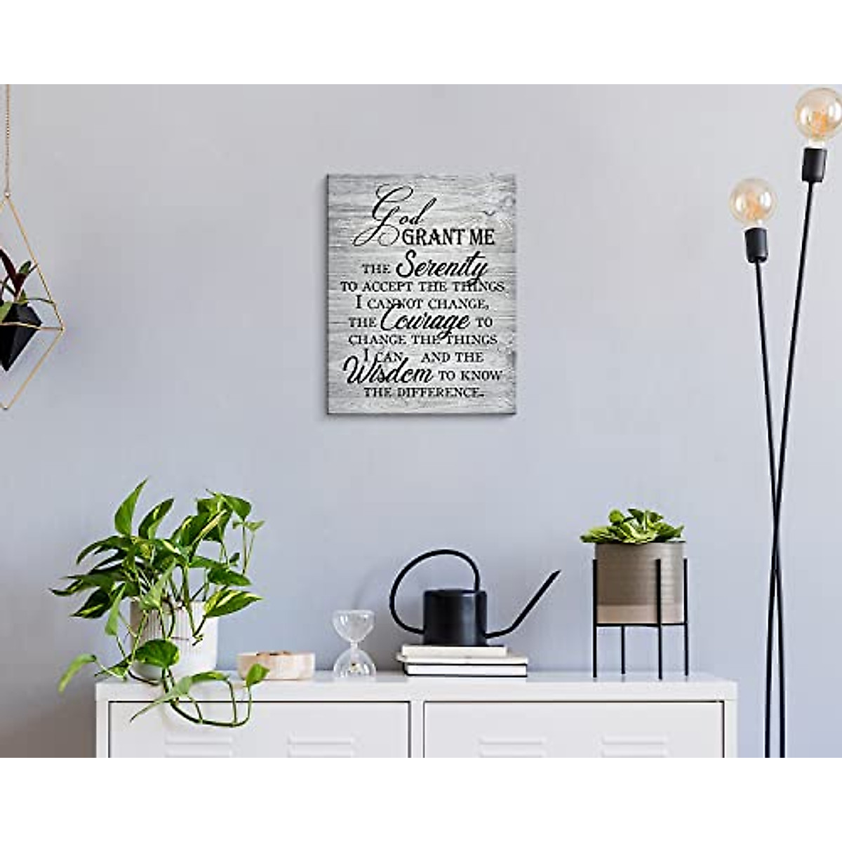 Creoate Serenity Prayer Canvas Wall Art, God Grant Me the Serenity Inspirational Wall Art Farmhouse Wall Decor for Bedroom Scripture Pray Room,Grey, Ready to Hang
