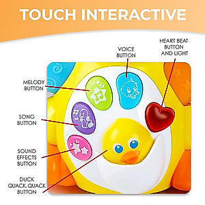 TOYTHRILL Baby Musical Duck Toy, Dancing Walking Yellow Duck - Interactive Action Learning Educational Flapping Light up Dancing Duck with Music
