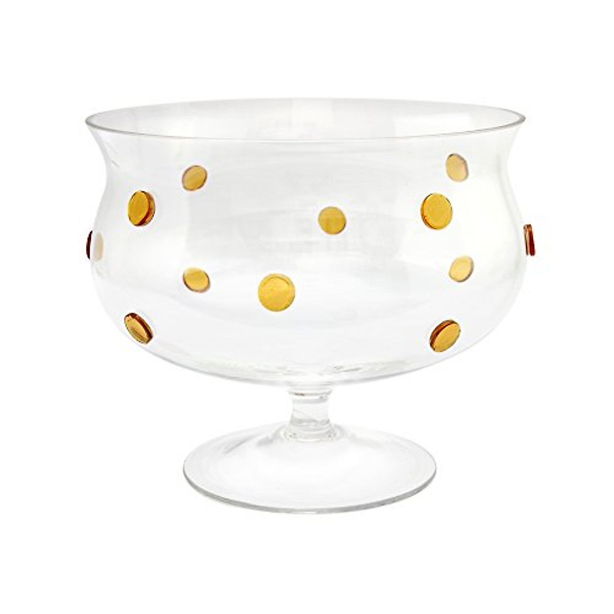 GAC Glass Trifle Footed Fruit Bowl with Gold Polkadots, Size - 8 Inch