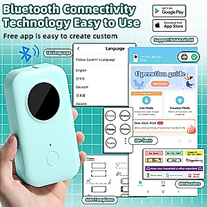 Phomemo D30 Label Maker Machine with Tape, Bluetooth Thermal Mini Label Printer for Storage, Barcode, Mailing, Office Supplies, Home, Organizing Storage,Small Portable Sticker Maker, Green