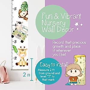 Baby Kids Canvas Hanging Growth Chart Height Ruler Portable 12"x60" Measures from 1'5" to 6'3" Nursery Wall Decor Shower Gift