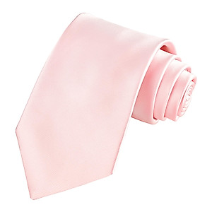 TIE G Solid Satin Color Formal Necktie and Pocket Square Sets in Gift Box (Blush)