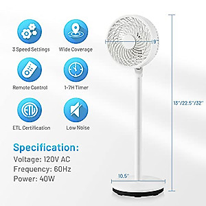 Tangkula Oscillating Pedestal Fan with Remote Control, 3 Heights Standing Fan, Portable Floor Fan with 3 Wind Speeds, 1-7 H Timer, Quiet Stand Fan with 85° Oscillation & 100° Tilt for Home Office