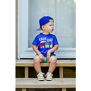 Olive Loves Apple Choo Choo I'm Two Boys 2nd Birthday T-Shirts for Baby Boys Second Birthday Outfit Vintage Royal Shirt 2T