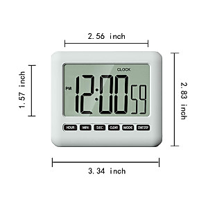 F.G. MINGSHA Magnetic Digital Clock 12/24 Hours Kitchen Timers with Alarm, Big Screen Loud Alarm & Strong Magnet, Count-Up & Count Down for Kitchen Baking Sports Games Office Study (Black)